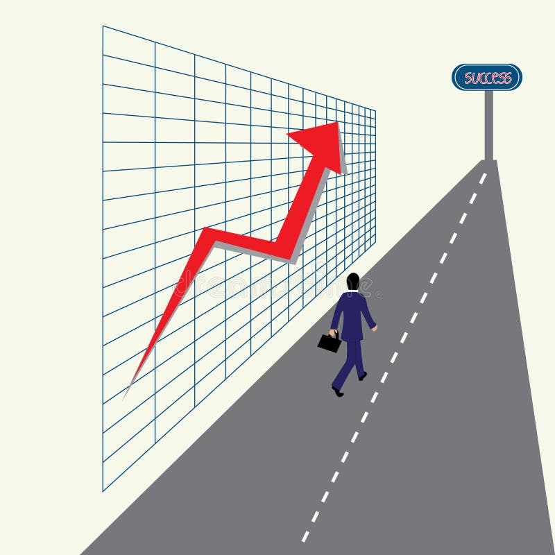 Business Man Running Down the Road of Success Stock Illustration ...