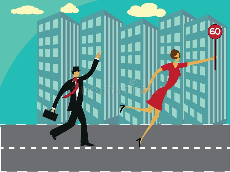 Business Man Running Down the Road of Success Stock Illustration ...