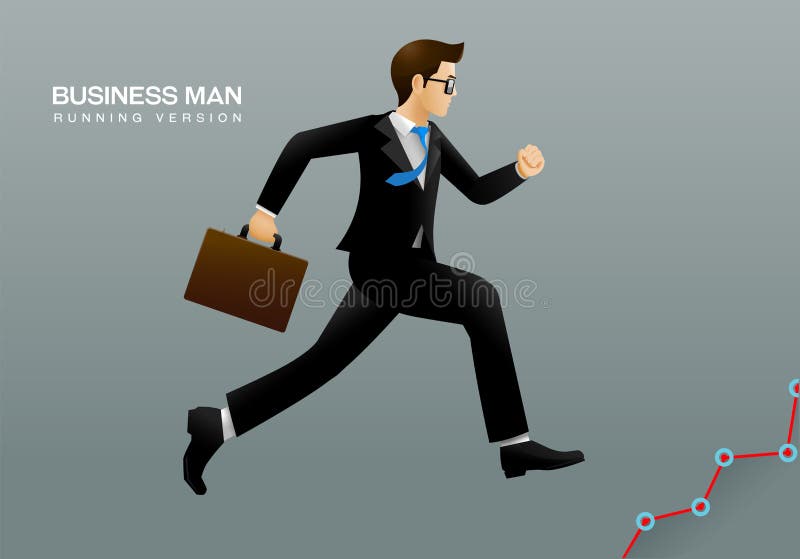 Business man running stock vector. Illustration of achievement - 76909573