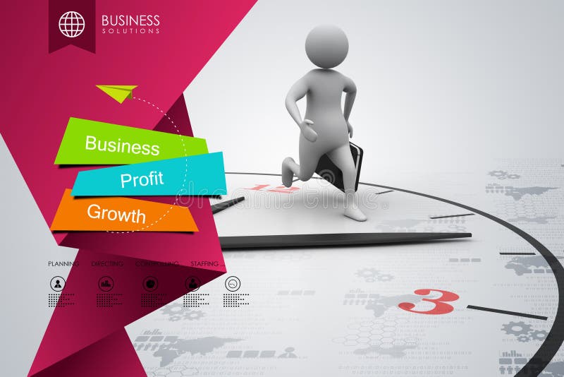 Business Man Running on a Large Clock Stock Illustration - Illustration ...