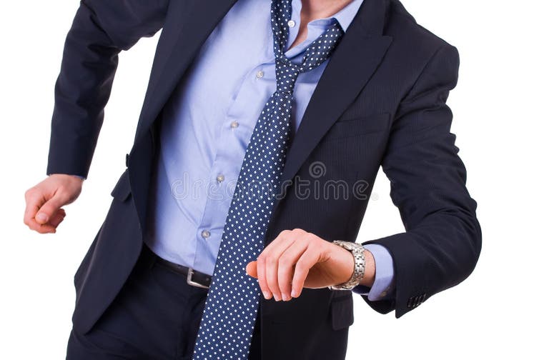 Businessman running late. stock image. Image of posing - 30298933