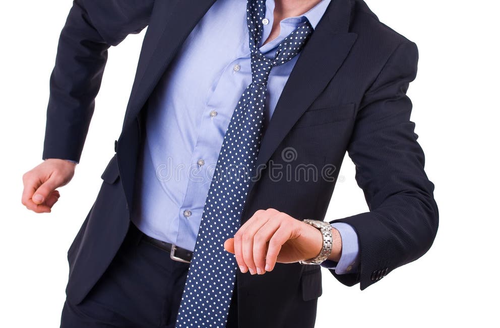 Businessman running late. stock image. Image of posing - 30298933
