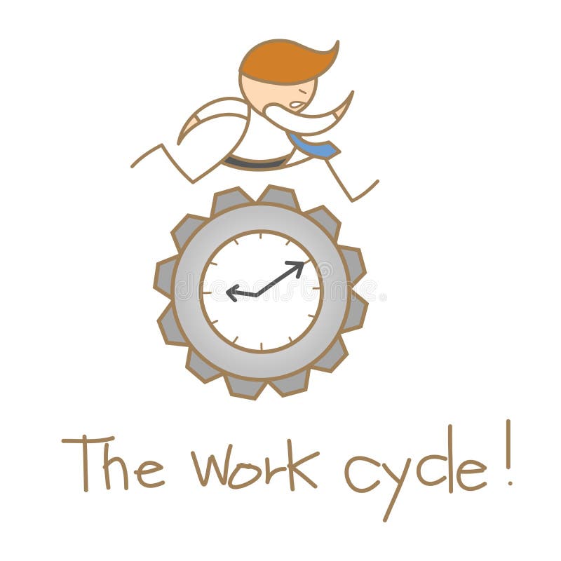 Business Man Running Over the Clock Gear Stock Vector - Illustration of ...