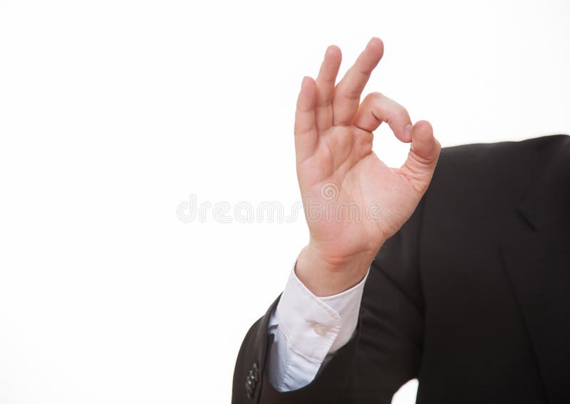Business Man S Hand Showing a OK Sign, White Background Stock Image ...