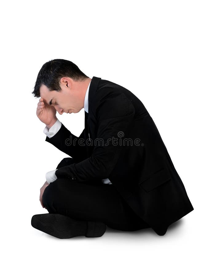 Sad Business Man Looking Down Silhouette Stock Image - Image of profile ...