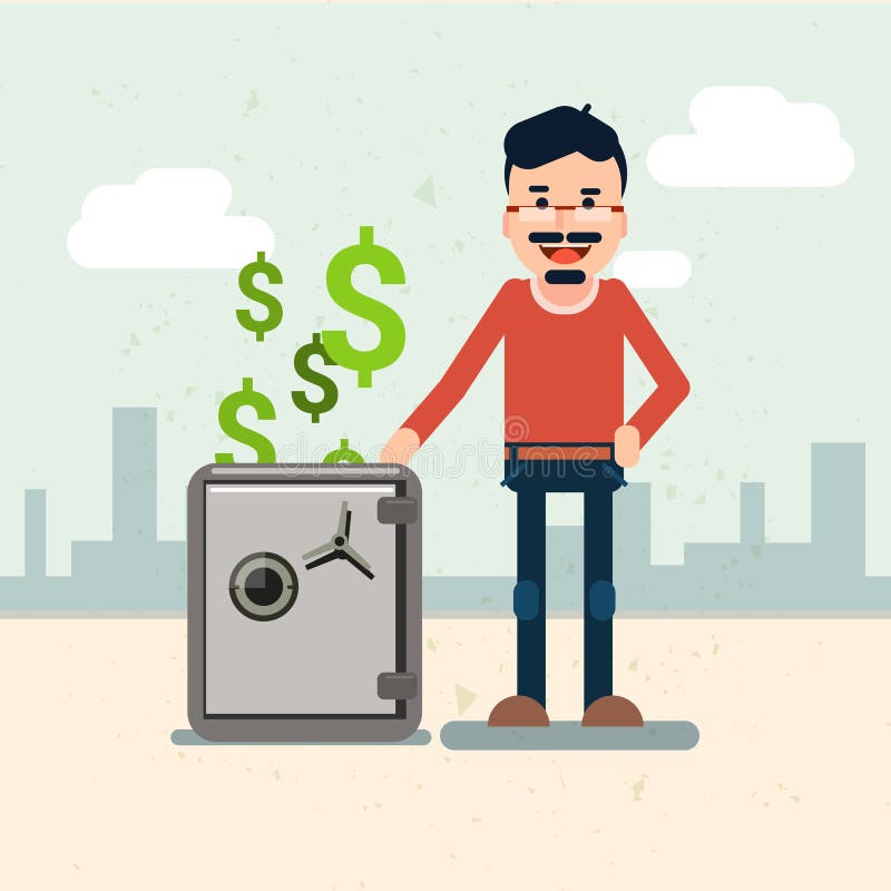 Business Man with Safe Money Security Concept Stock Vector ...