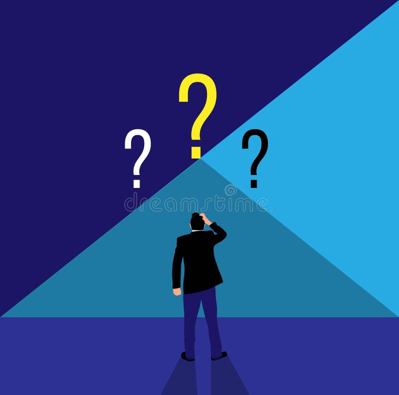 Business Man Scratching Head with Question Marks Stock Illustration ...