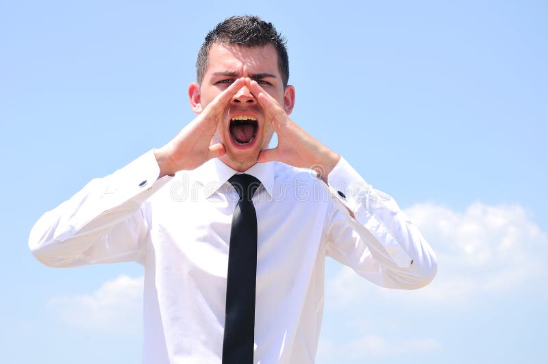 Business Man screaming stock image. Image of call, entrepreneur - 25801765