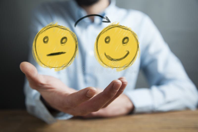 Business Man Select Happy on Satisfaction Evaluation Stock Photo ...