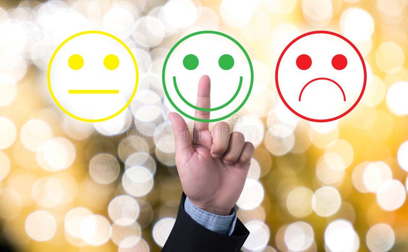 Business Man Select Happy on Satisfaction Evaluation? Stock Photo ...