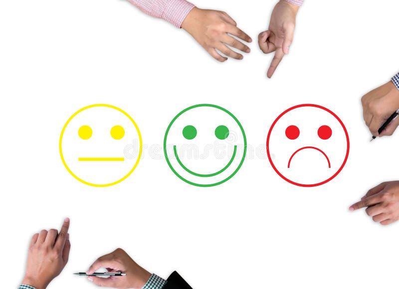 Business Man Select Happy on Satisfaction Evaluation? Stock Photo ...