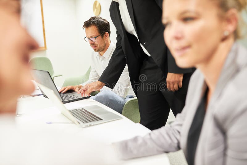 Business Man in Seminar for Computer Advanced Training Stock Photo ...