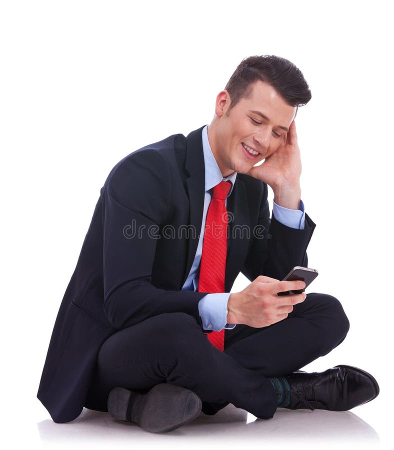 Business Man Sending or Reading a Text Message Stock Photo - Image of ...