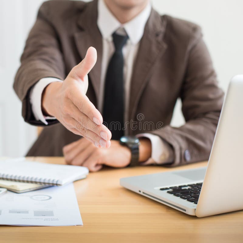 Business Man Shake Hand and Greeting You. Stock Photo - Image of black ...