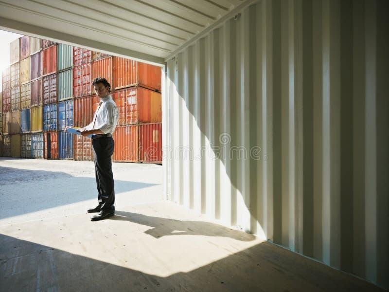 Business Man with Shipping Containers Stock Photo - Image of business ...
