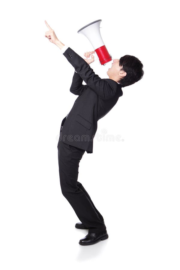 Business Man Shouting at His Teamwork Stock Image - Image of closeup ...
