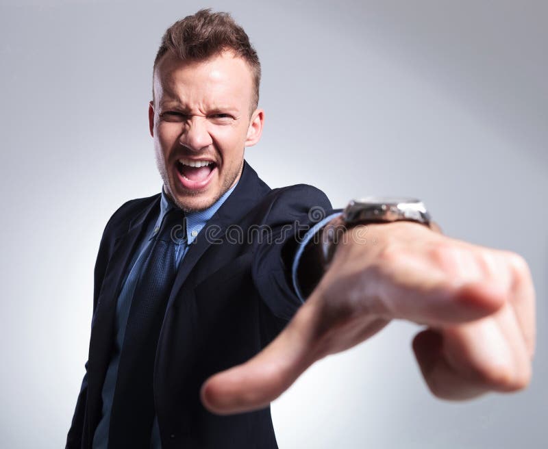 Business Man Shouting and Pointing Stock Image - Image of person, asian ...