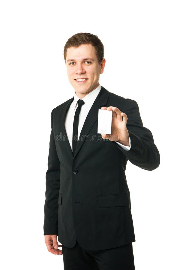 Business Man Show Card Isolated on White Stock Photo - Image of formal ...