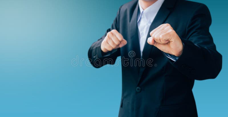 Business Man Show Hand Sign about Fight Stock Photo - Image of invest ...