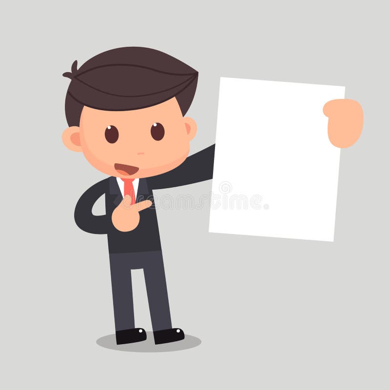 Business Man Show a Paper. Pointing. Stock Illustration - Illustration ...