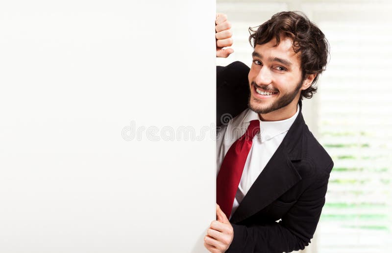 Business Man Showing a Blank Board Stock Photo - Image of isolated ...