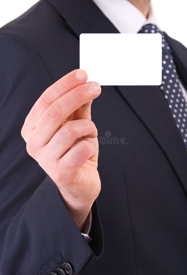 Businessman Showing Blank Card. Stock Image - Image of card ...