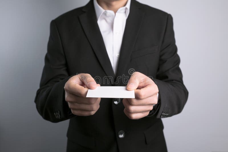 Man showing business card stock photo. Image of meeting - 113779478