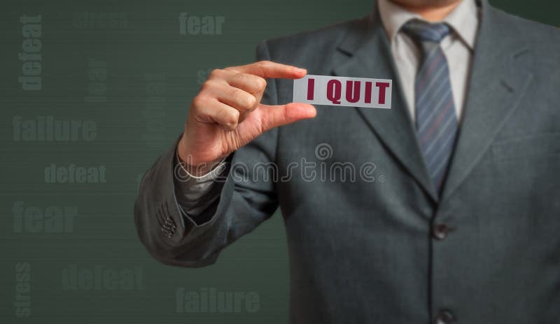 Business Man Showing Card with Text - I Quit Stock Image - Image of ...