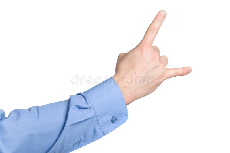 Business Man Showing Devil Sign with Hand Isolated on Background Stock ...