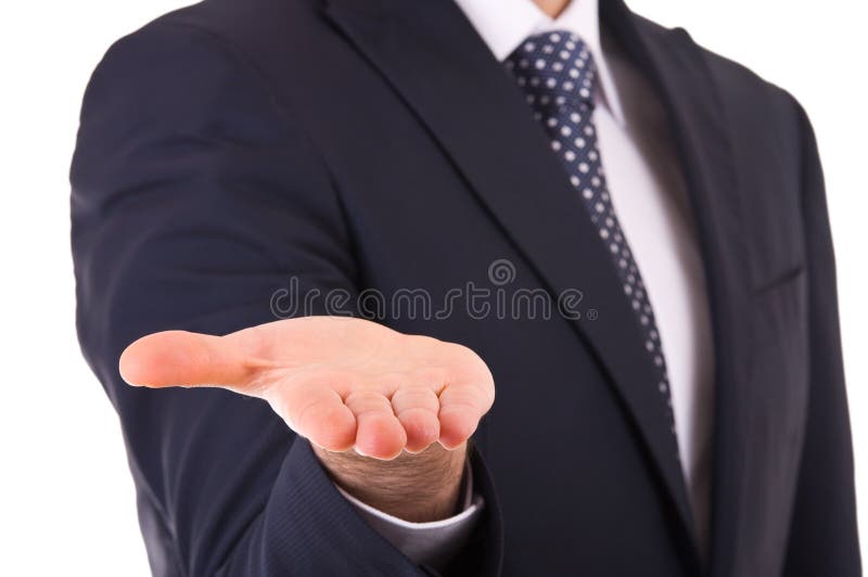 Businessman Showing Empty Hand. Stock Photo - Image of open, business ...