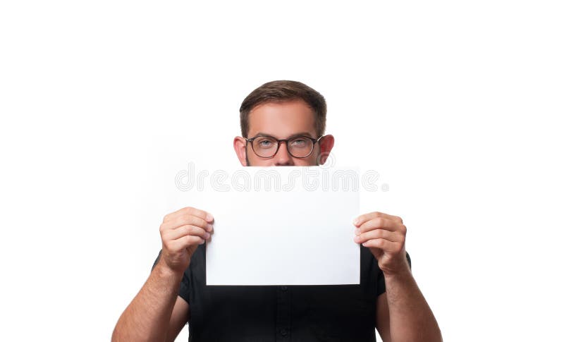 Business Man Showing Empty Paper Card Sign Stock Photo - Image of ...