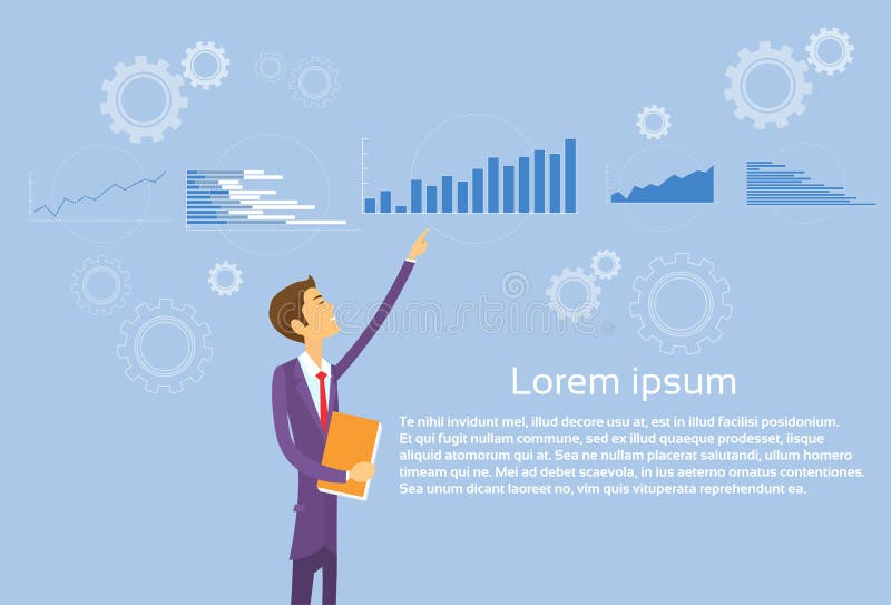 Business Man Showing Finance Chart Graph Flat Stock Vector ...