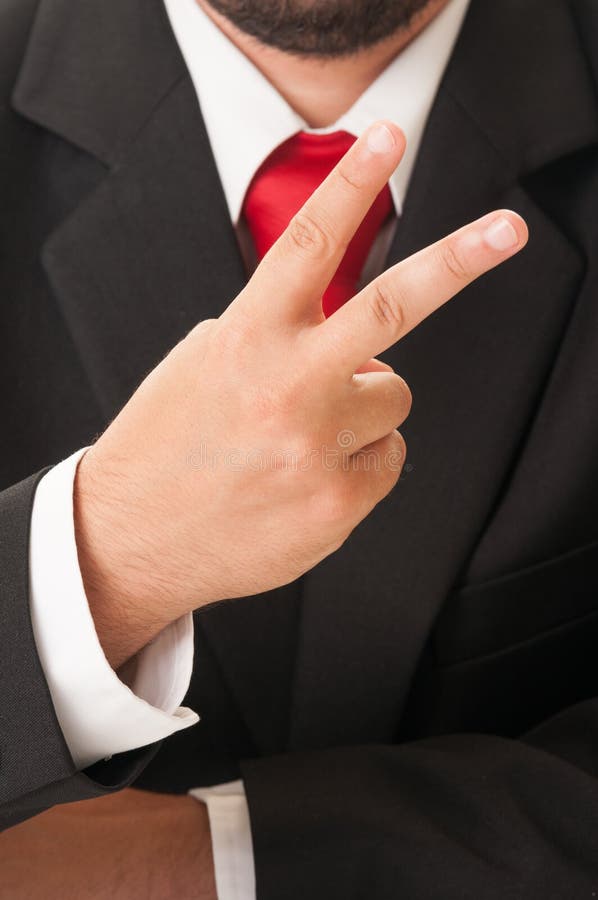 Business Man Showing Number Two or Peace Sign Stock Photo - Image of ...