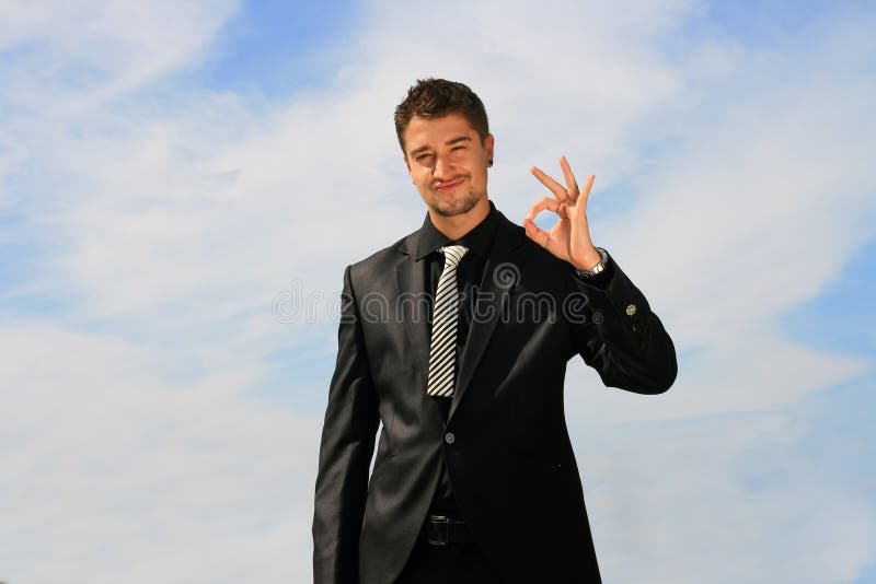 Business Man Showing Okay Sign Stock Photo - Image of modern, outdoor ...
