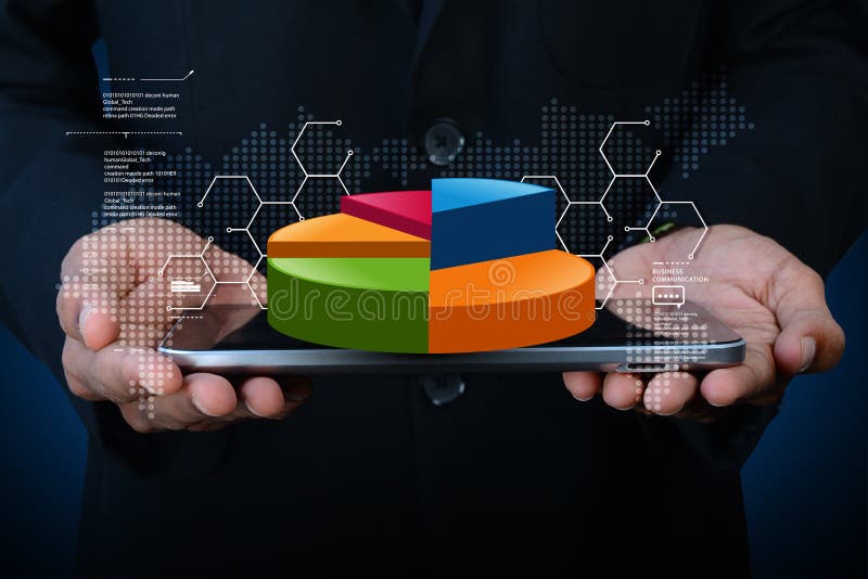 Business Man Showing Pie Chart with Tablet Computer Stock Image - Image ...