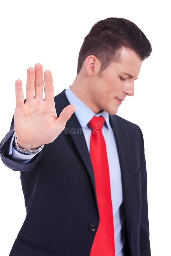 Business Man Hand Stop Sign Stock Photo - Image of gesture, aware: 14680650