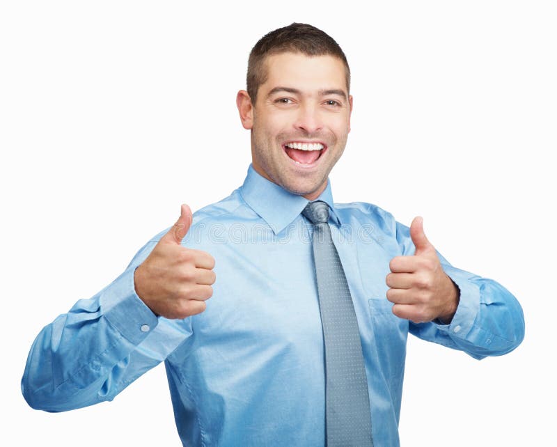 Business Man Showing a Thumbs Up Sign on White Stock Photo - Image of ...