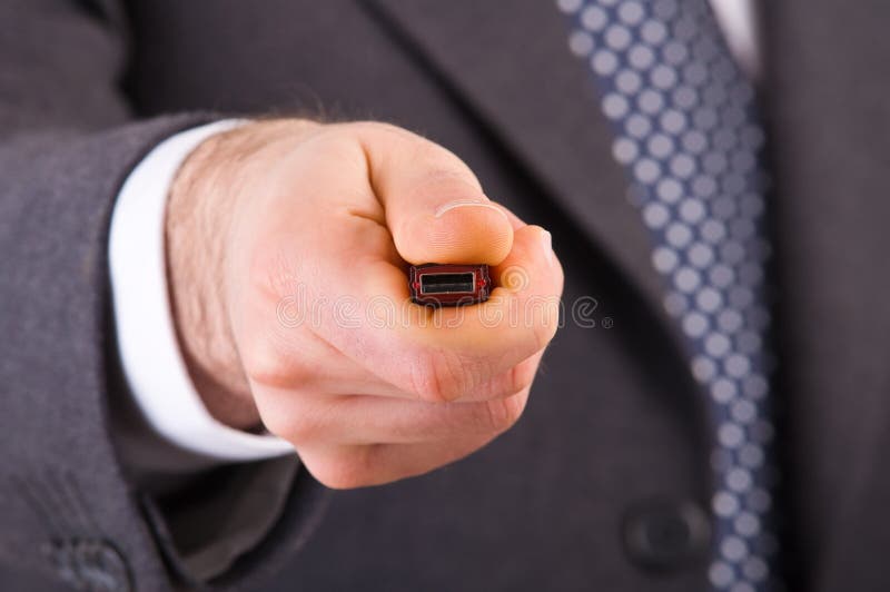 Businessman Showing Usb Stick. Stock Photo - Image of leadership, boss ...