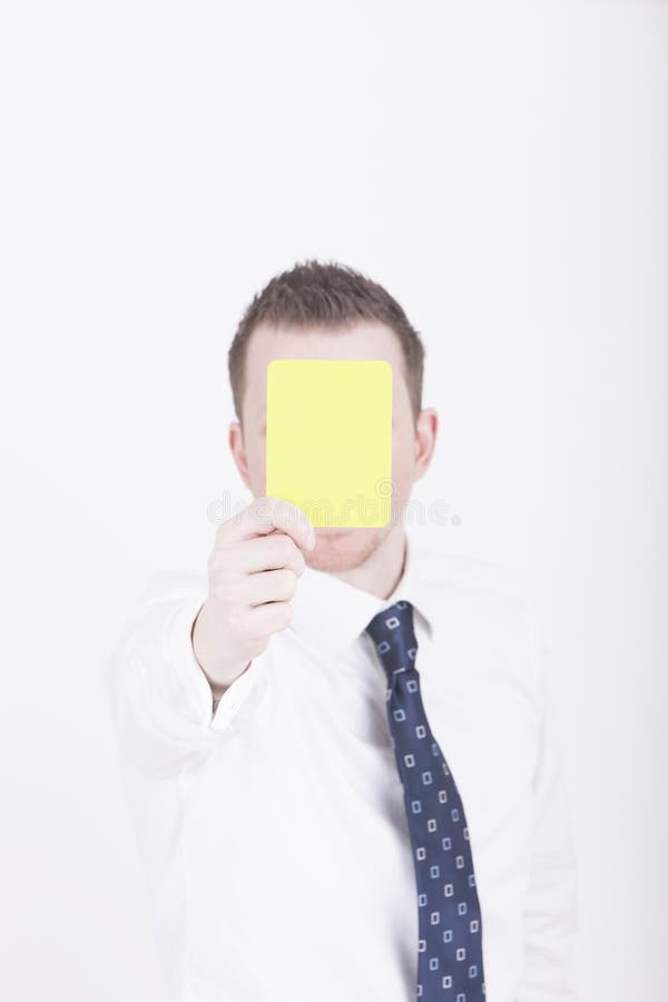 Businessman Showing Yellow Card Stock Photo - Image of employee, gender ...