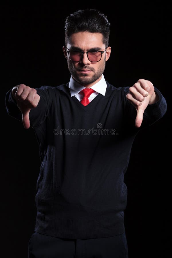 Business Man Shows Both Thumbs Down Stock Photo - Image of latin ...