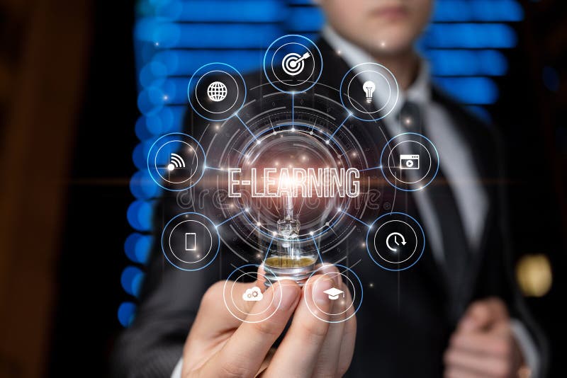 Businessman Shows E-learning As a Business Development Idea Stock Photo ...
