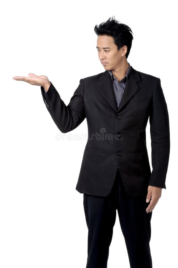 Business Man Sign Direct Isolated Stock Image - Image of person ...