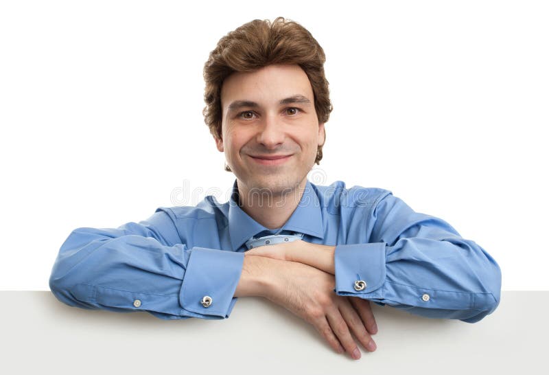 Business Man with Signboard Stock Image - Image of banner, businessman ...