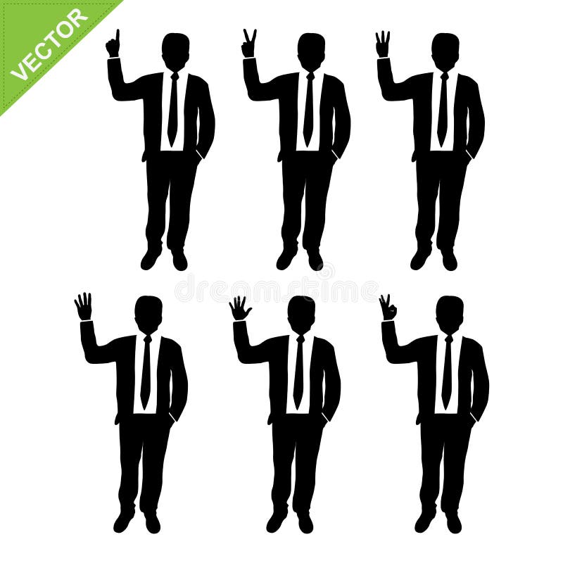 Business Man Silhouettes Vector Counting Numbers Stock Vector ...