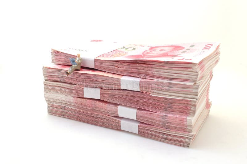 The Business Man Sit on Stacks of Chinese Yuan Banknotes Stock Image ...