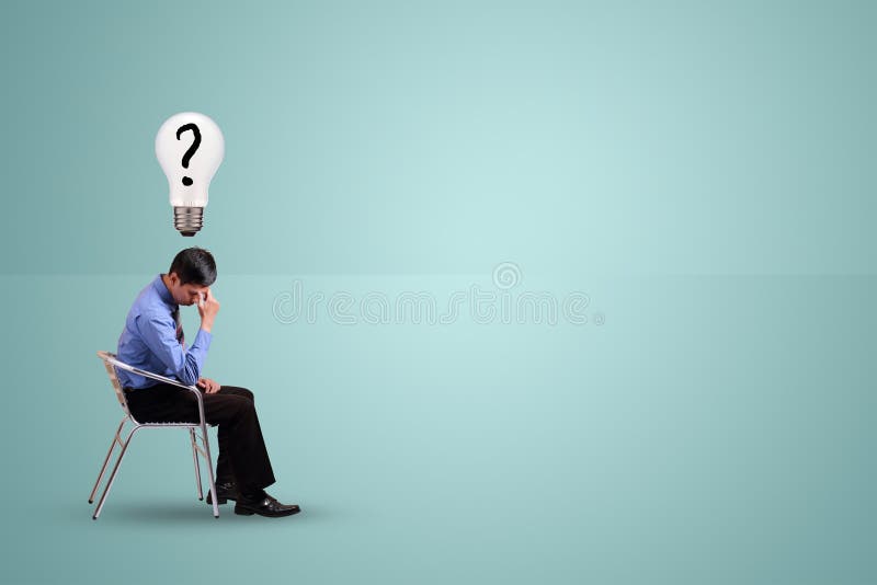 Businessman Thinking with Arrows Pointed in Different Directions Stock ...