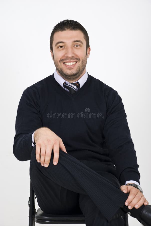 Business Man Sitting in Chair Stock Image - Image of formal, front ...