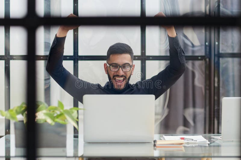Business Man Sitting at His Desk in the Office Stock Photo - Image of ...