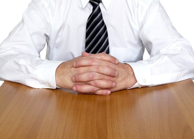 Business Man Sitting on the Table Stock Photo - Image of note, document ...