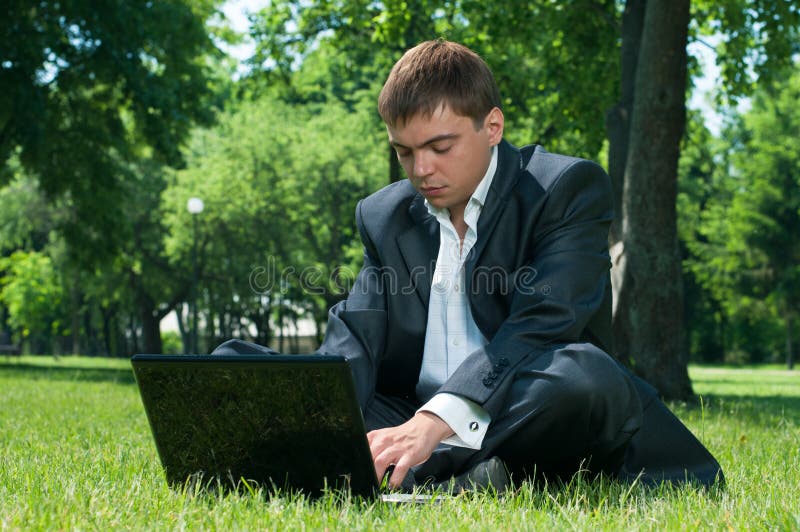 Business Man Sleeping on the Job at a Laptop Stock Photo - Image of ...